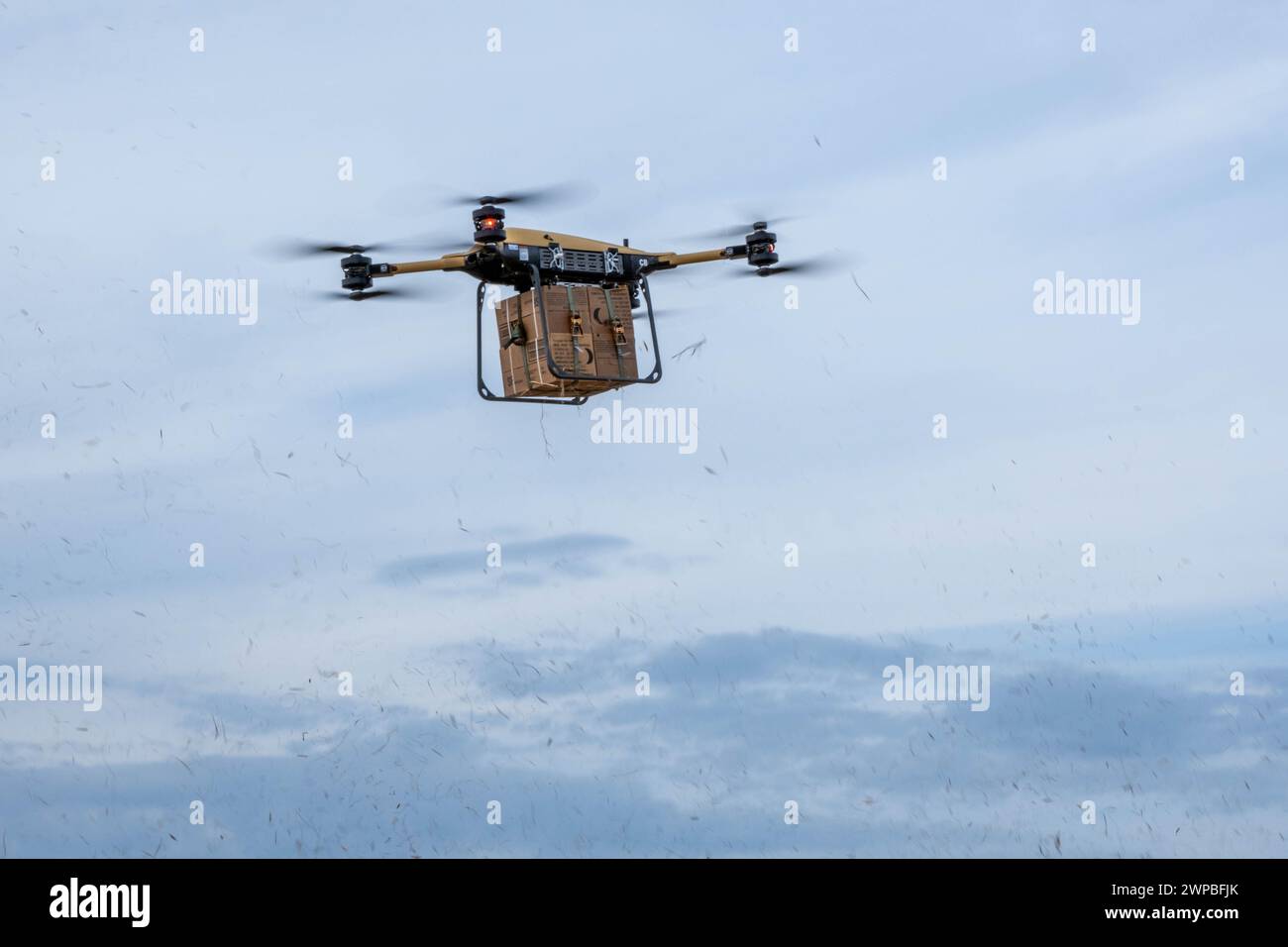 A TRV 150, Tactical Resupply Vehicle, with a bundle of Meals, Ready-to ...