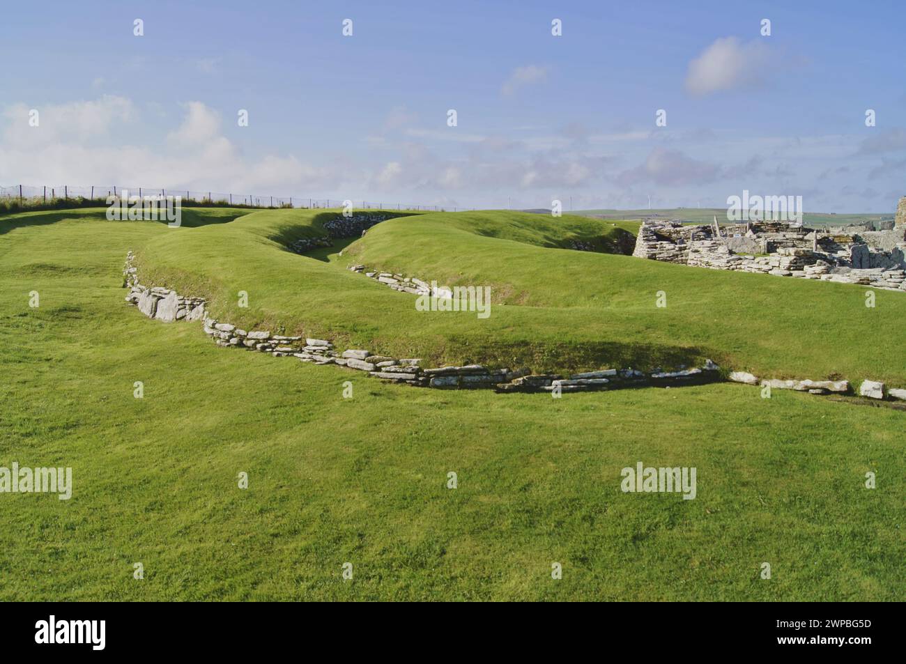 The Broch of Gurness, an Iron Age broch village on the northeast coast ...