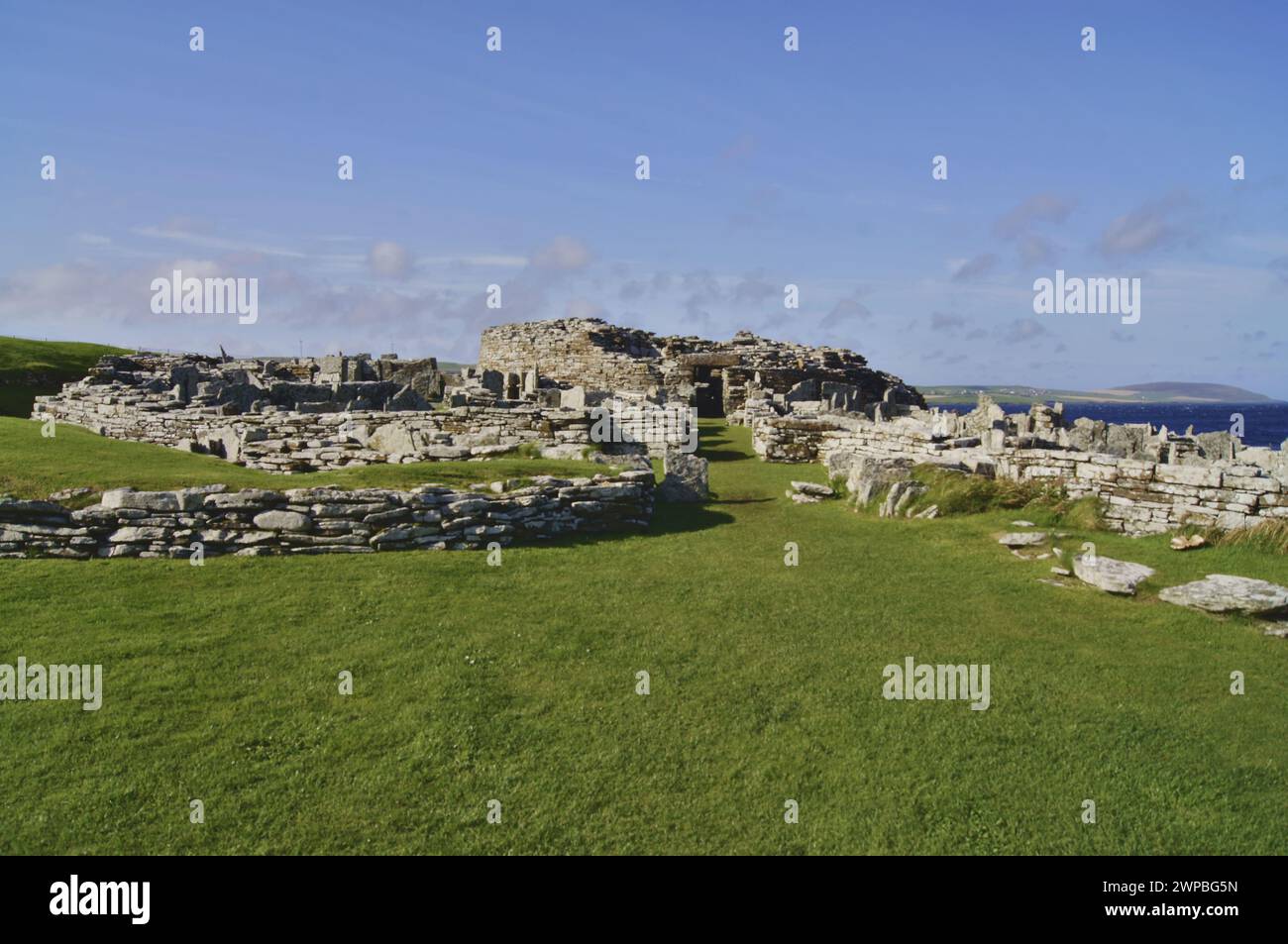 The Broch of Gurness, an Iron Age broch village on the northeast coast ...