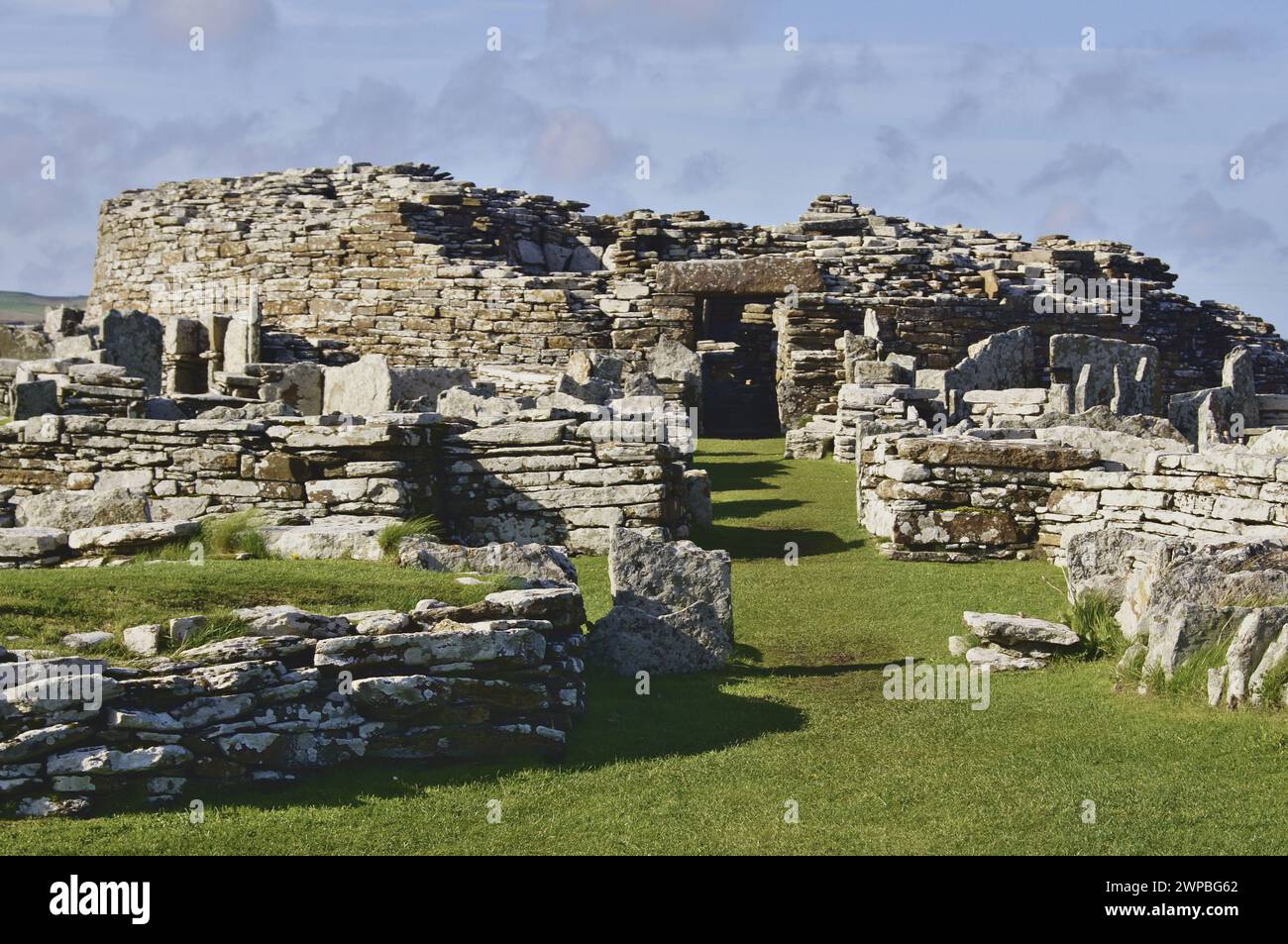 The Broch of Gurness, an Iron Age broch village on the northeast coast ...