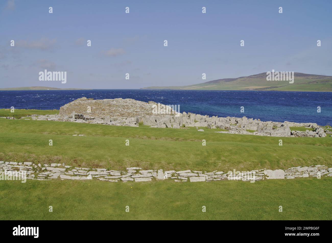 The Broch of Gurness, an Iron Age broch village on the northeast coast ...