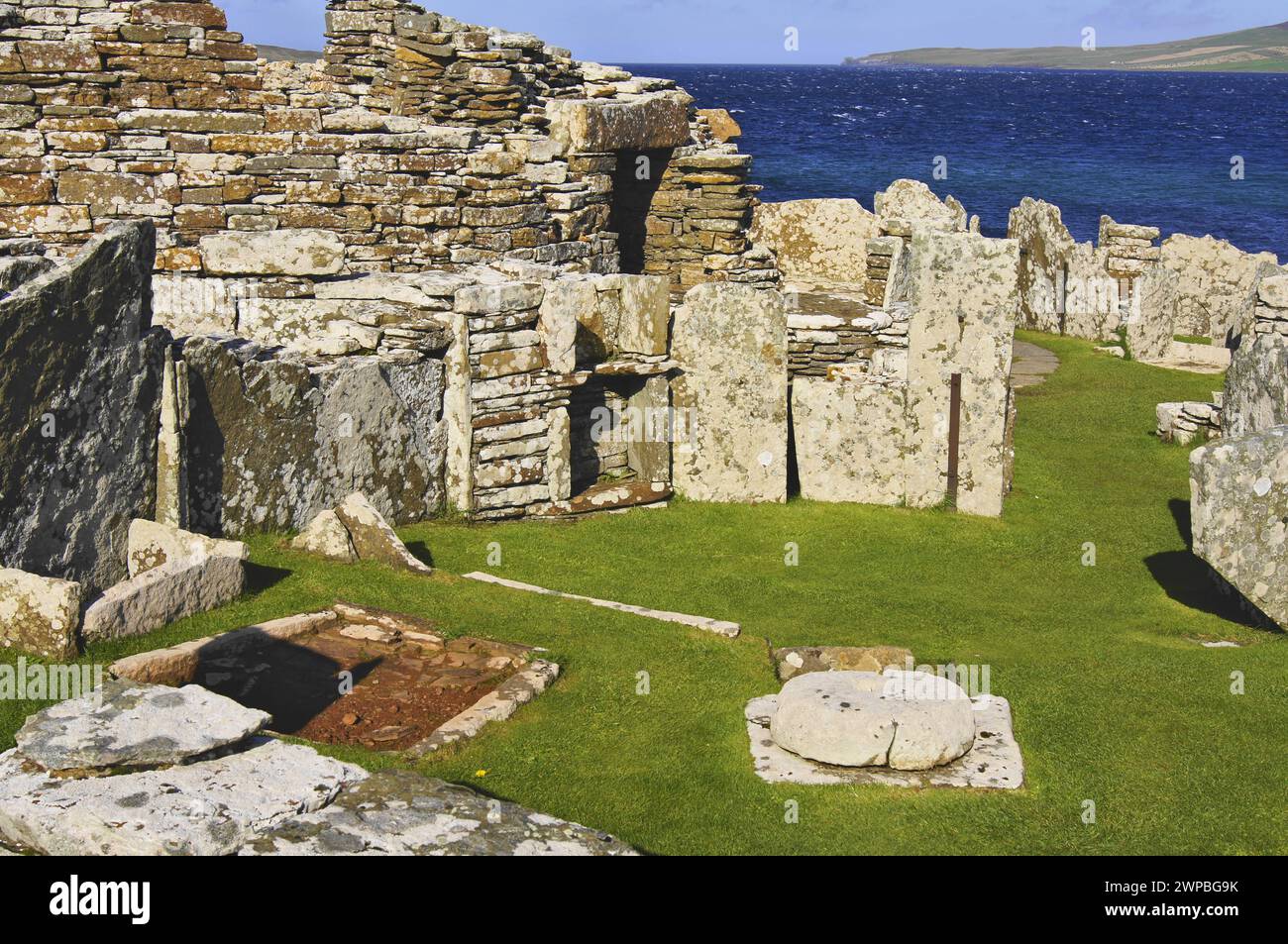 The Broch of Gurness, an Iron Age broch village on the northeast coast of Mainland Orkney in ...