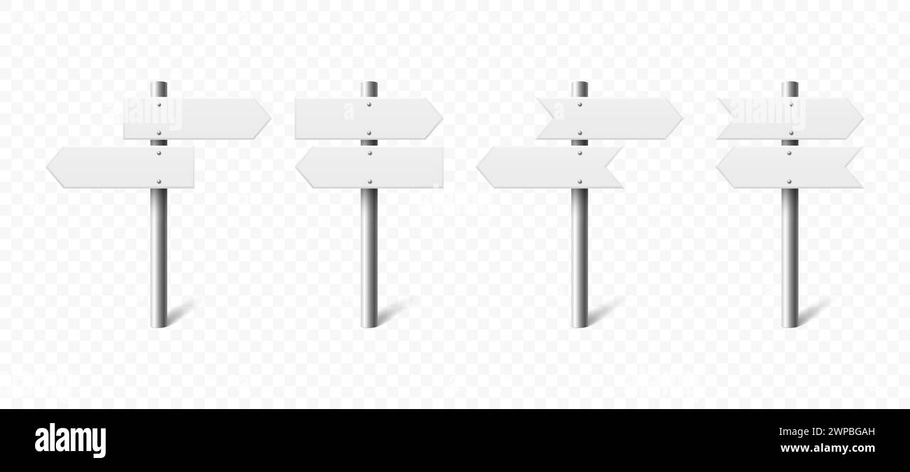 Vector 3D Realistic Sign Post Set. Realistic Blank Road Signboard ...