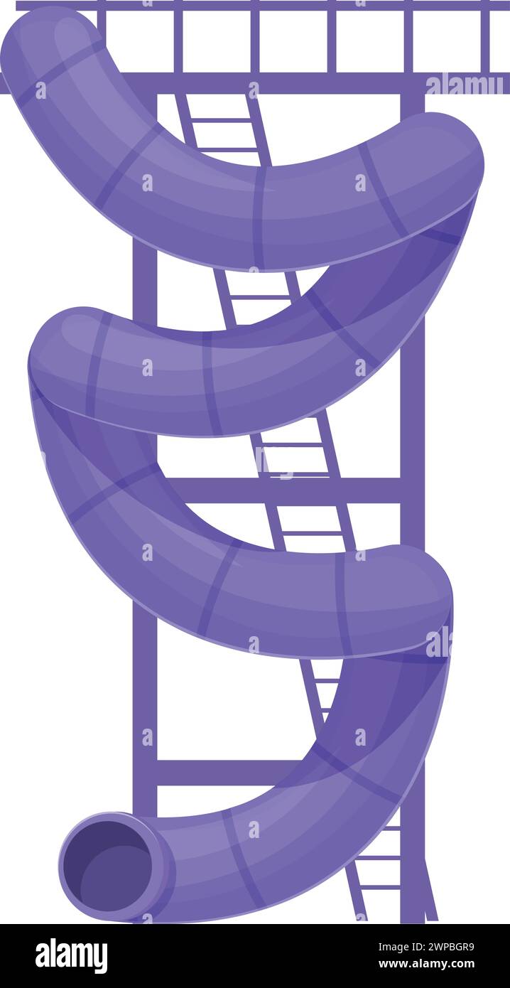 Violet water slide icon cartoon vector. Aquapark party. Summer fun ...