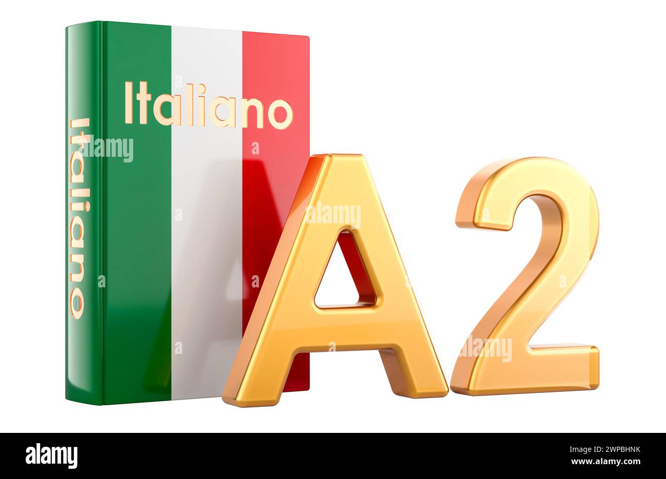 A2 Italian level, concept. Level pre intermediate, 3D rendering ...