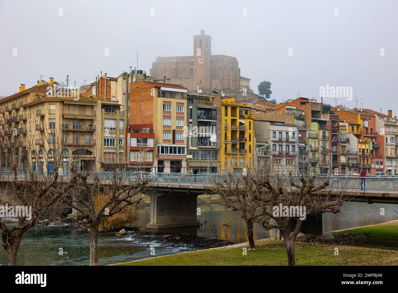 View of bridge over Segre River in Catalonia - town of Balaguer Stock ...