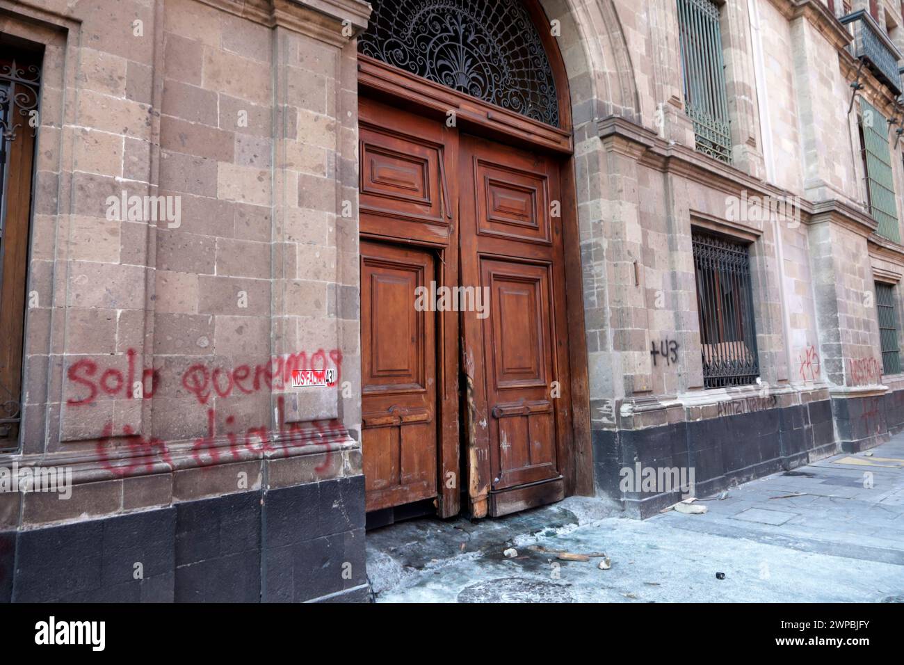 Non Exclusive: March 6, 2024, Mexico City, Mexico: A broken window is ...