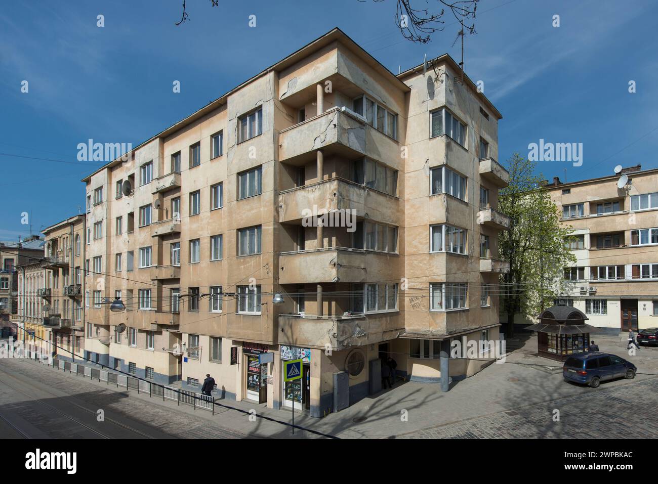 Cluster of tenements on the corner of potockiego street hi-res stock ...