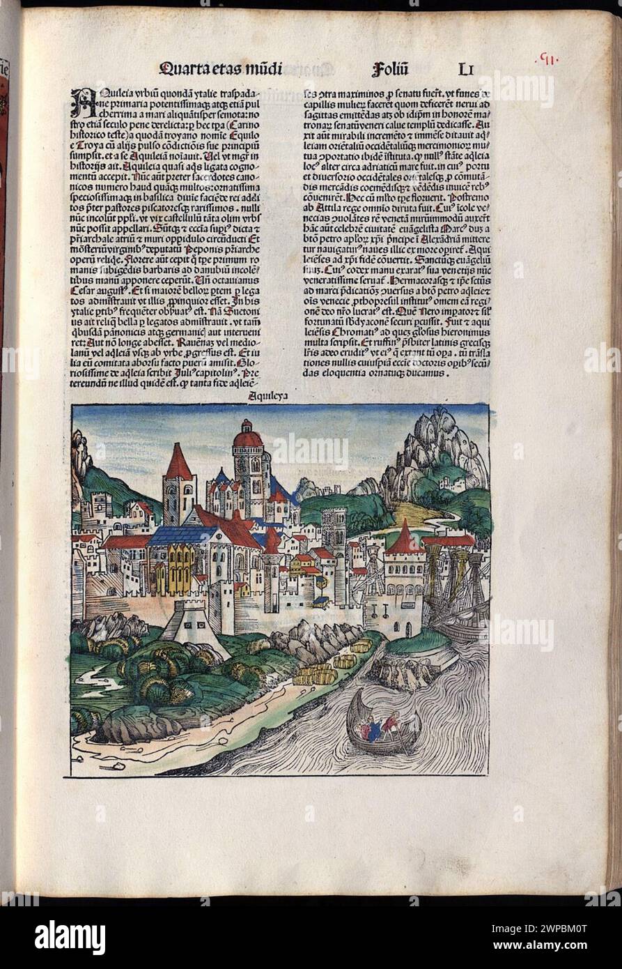 Beautiful woodcut pages from the 1493 Nuremberg Chronicle, which is an ...