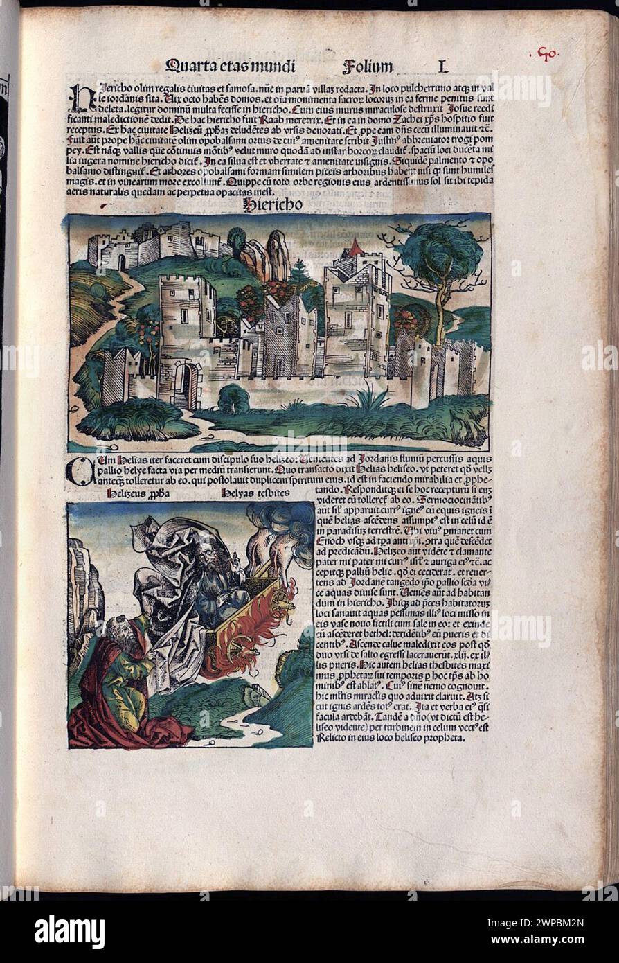 Beautiful woodcut pages from the 1493 Nuremberg Chronicle, which is an ...