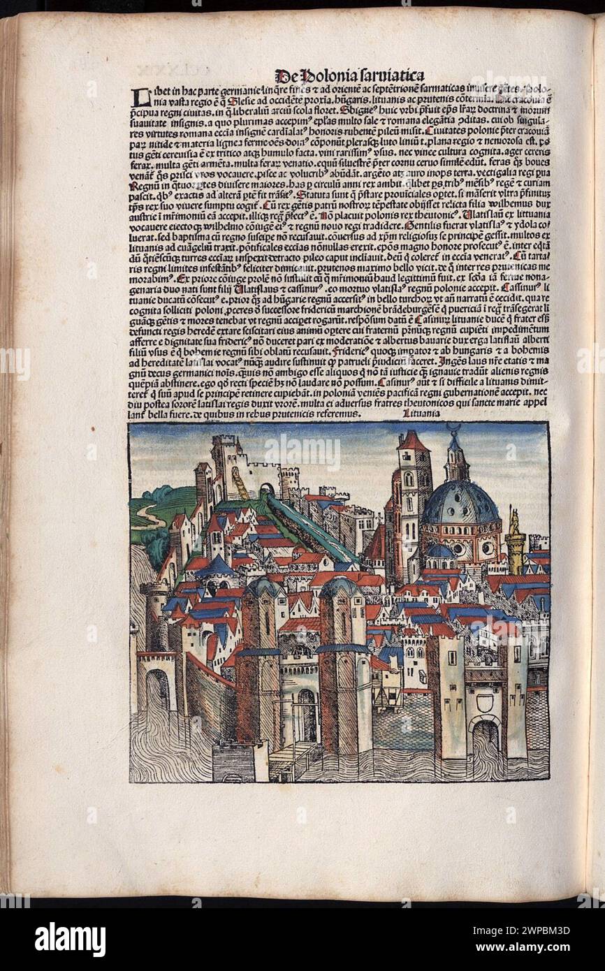 Beautiful woodcut pages from the 1493 Nuremberg Chronicle, which is an ...