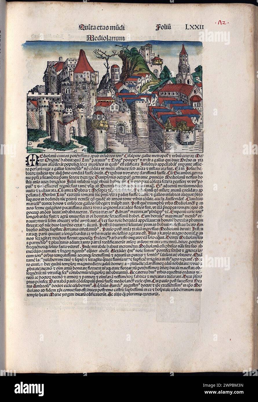 Beautiful woodcut pages from the 1493 Nuremberg Chronicle, which is an ...