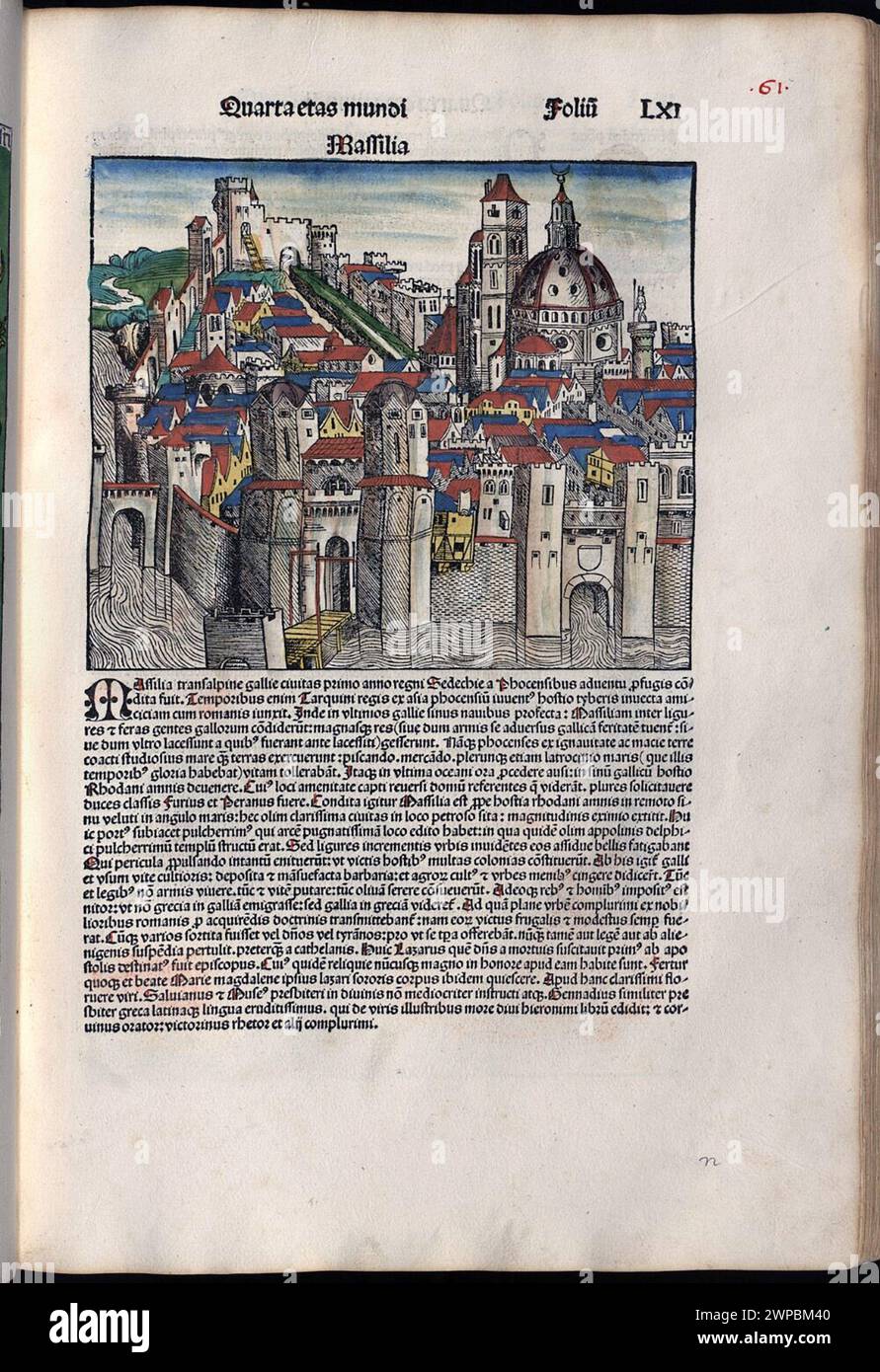 Beautiful woodcut pages from the 1493 Nuremberg Chronicle, which is an ...