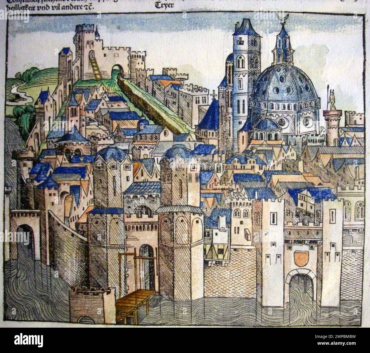 A beautiful woodcut from 1493 of the town of Trier, now in Germany ...