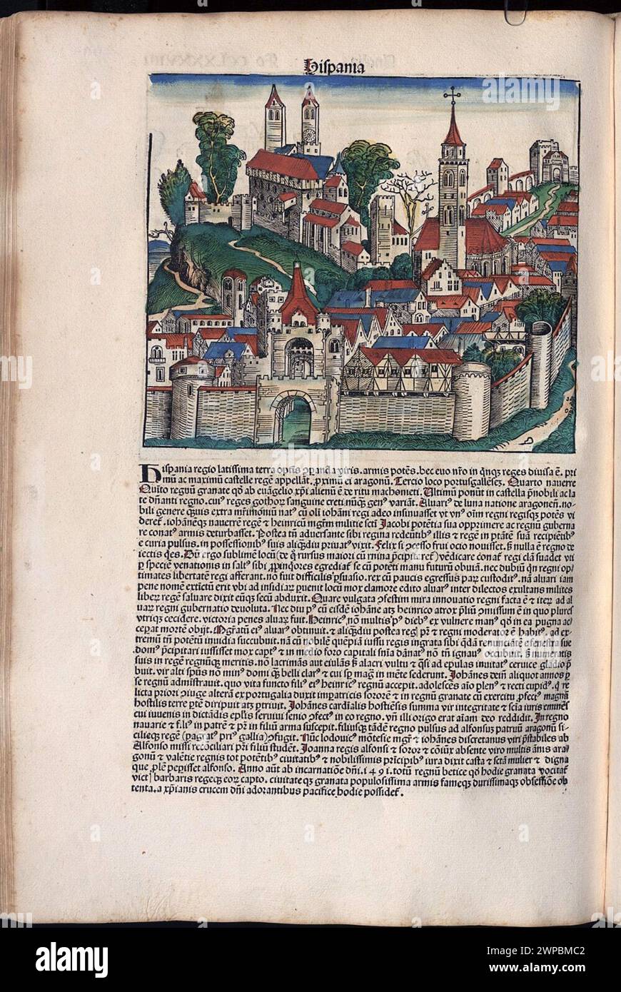 Beautiful woodcut pages from the 1493 Nuremberg Chronicle, which is an ...