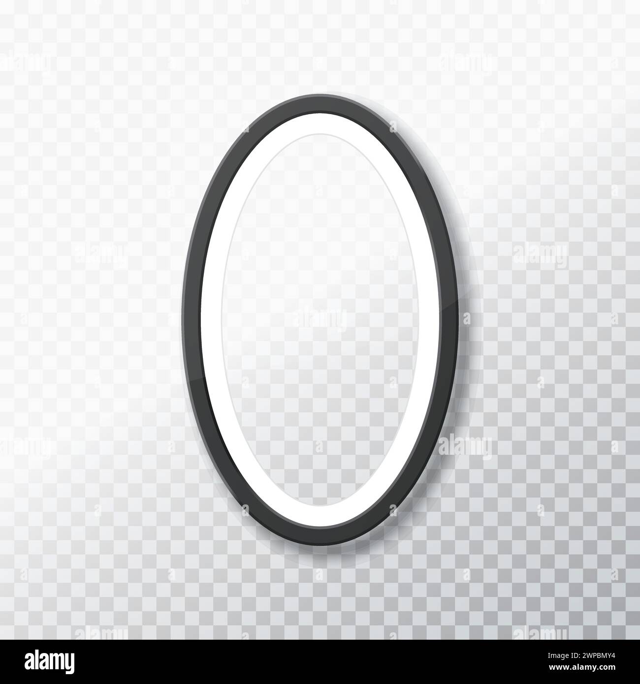 Realistic oval photo frame isolated on transparent background, empty ...