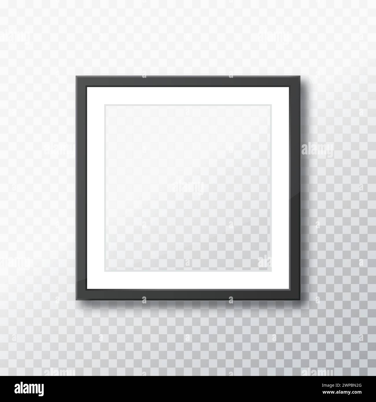 Realistic photo frame isolated on transparent background, empty picture ...