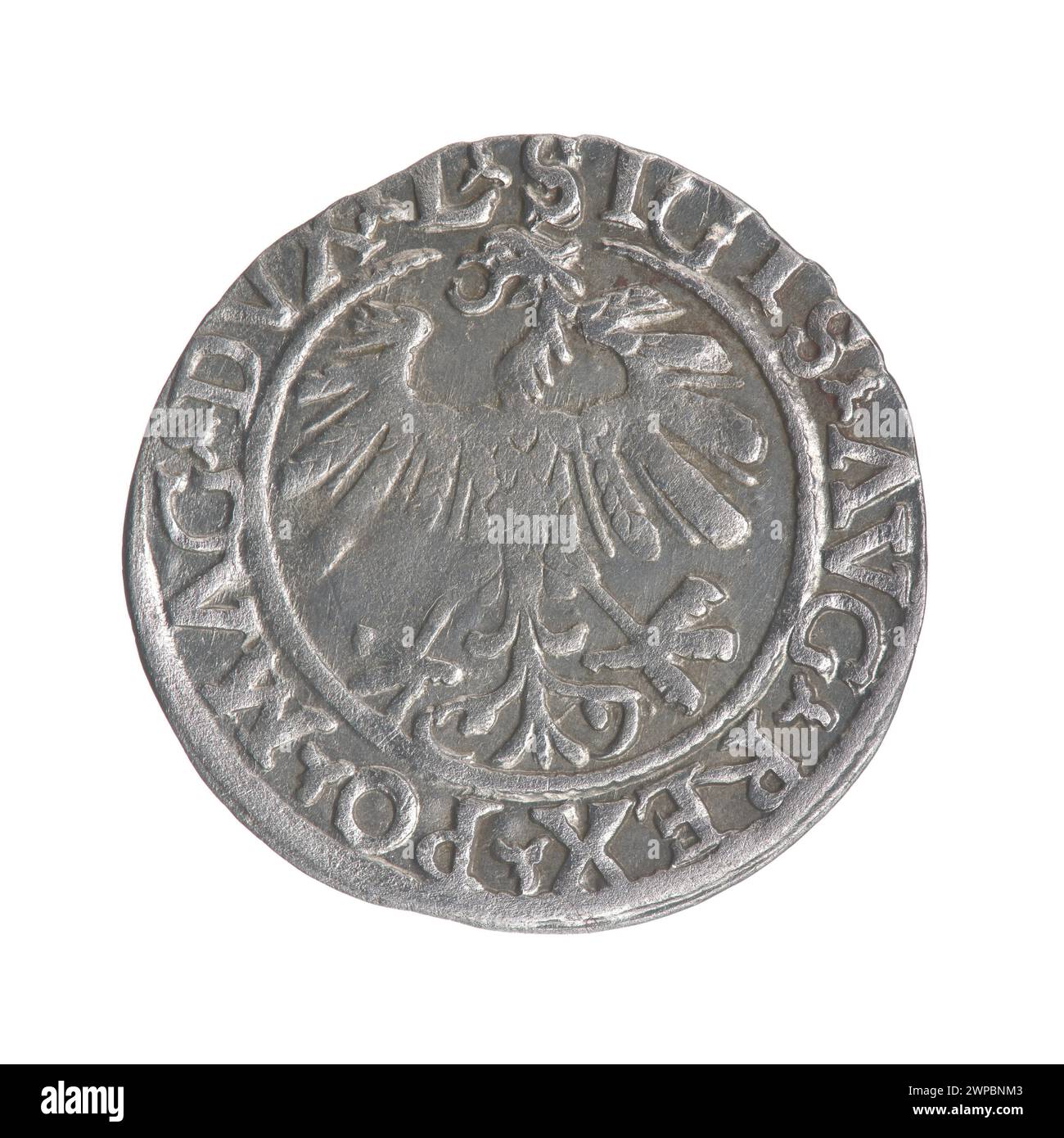 Coin from 1559 Lithuania, issued by King Zygmunt II August, featuring ...