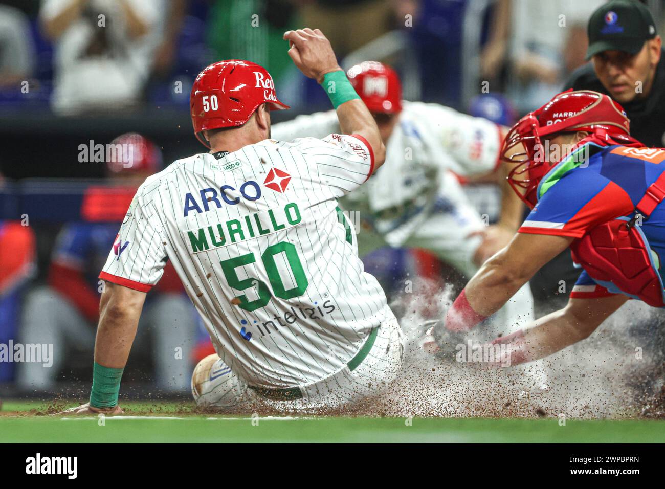 MIAMI, FLORIDA - FEBRUARY 2: Agustín Murillo of Naranjeros of Mexico is ...