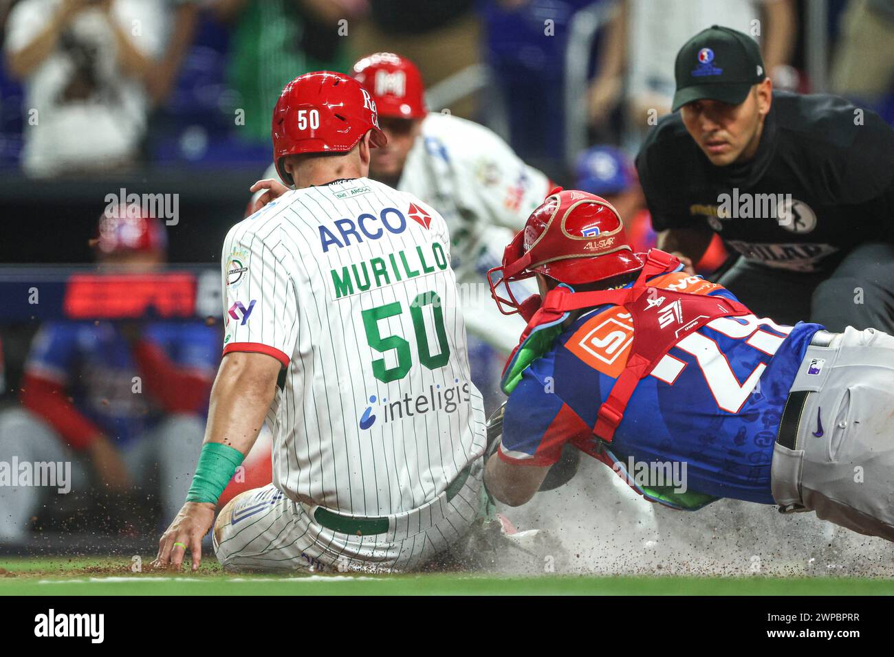 MIAMI, FLORIDA - FEBRUARY 2: Agustín Murillo of Naranjeros of Mexico is ...