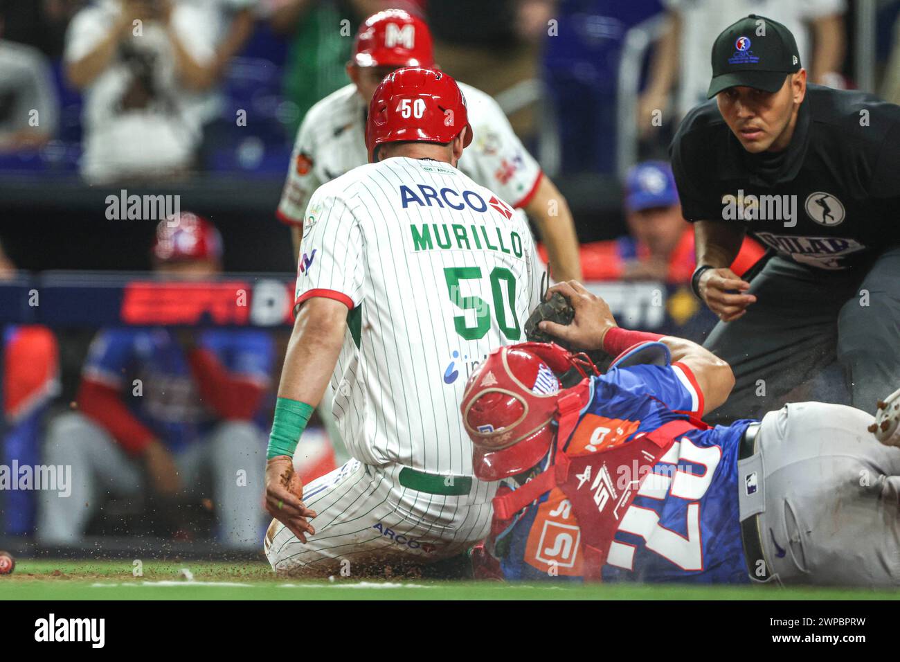 MIAMI, FLORIDA - FEBRUARY 2: Agustín Murillo of Naranjeros of Mexico is ...
