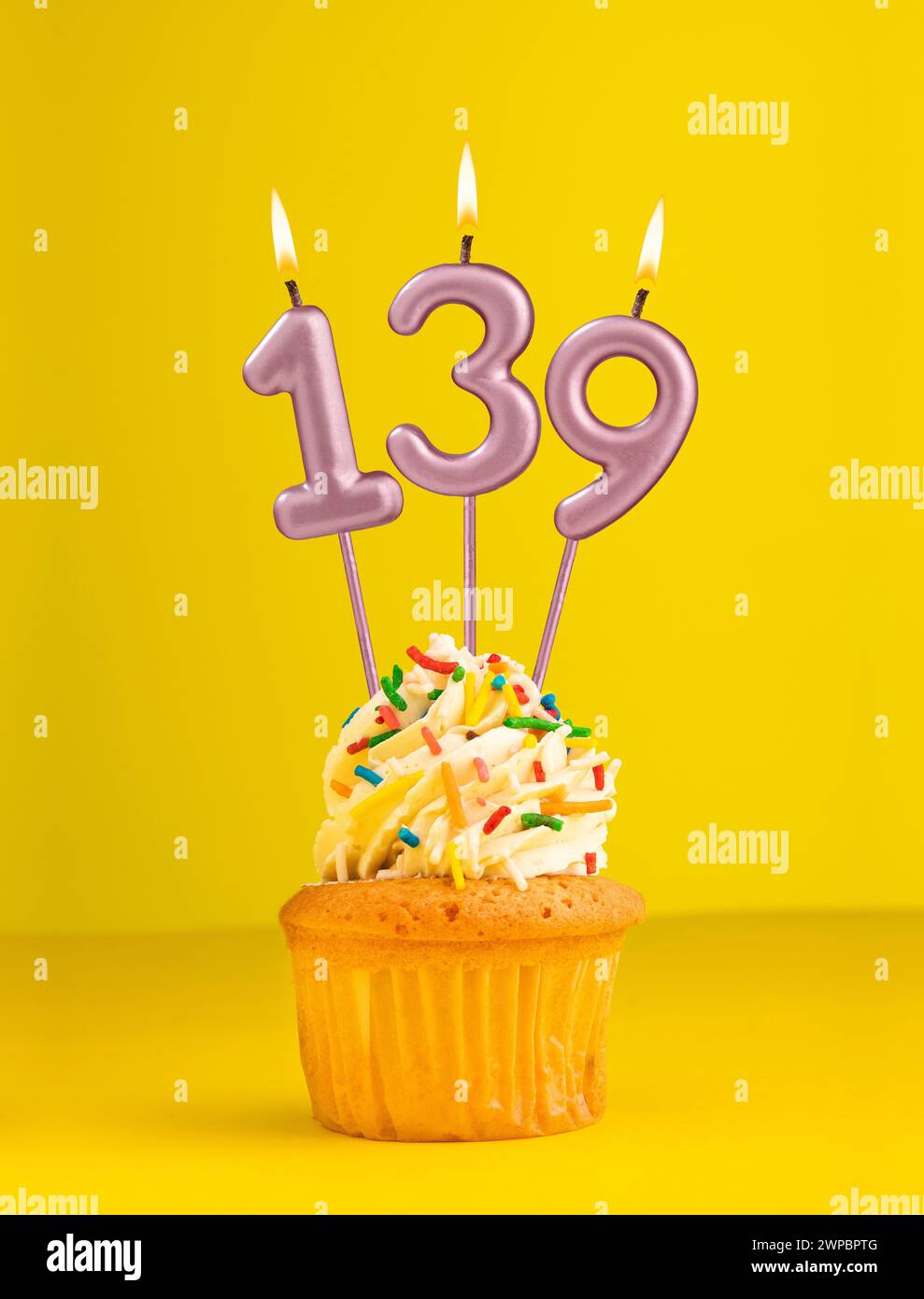 Birthday candle number 139 - Invitation card with yellow background ...