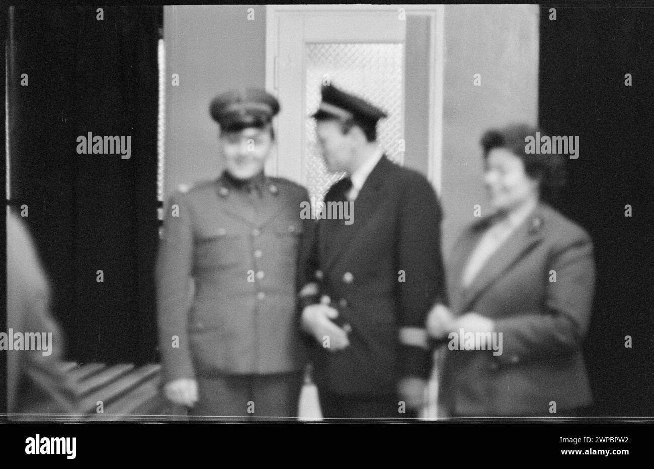 Photograph of customs officers at Warsaw Airport foreign station ...