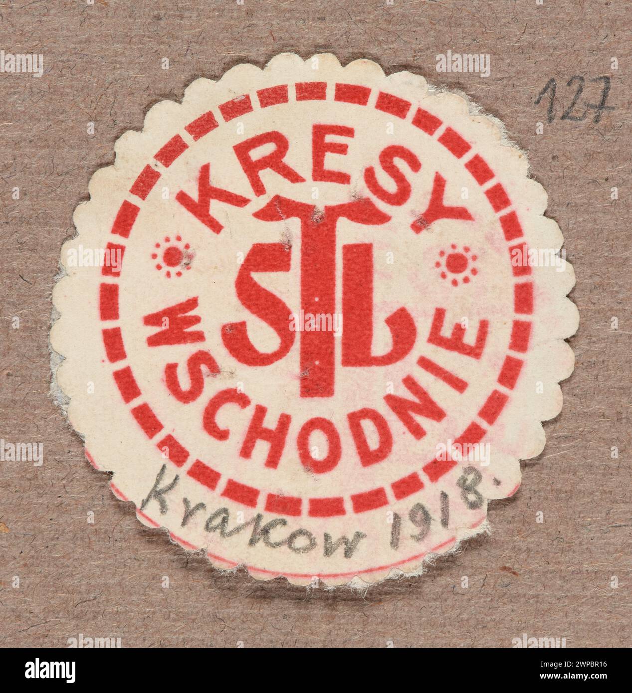 A case stamp issued in 1918 by the Society of People's School in Krakow ...