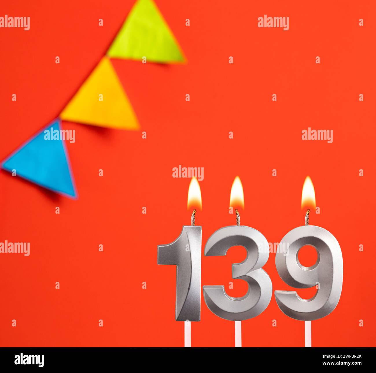 Birthday candle number 139 - Invitation card in red background Stock ...