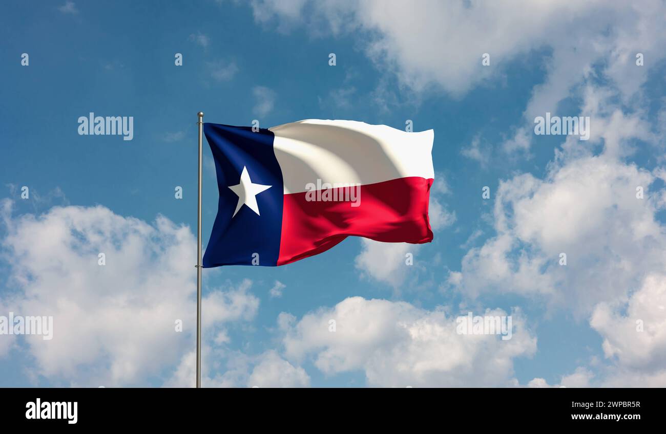 Flag Texas Flag Texas against cloudy sky. Country, nation, union ...