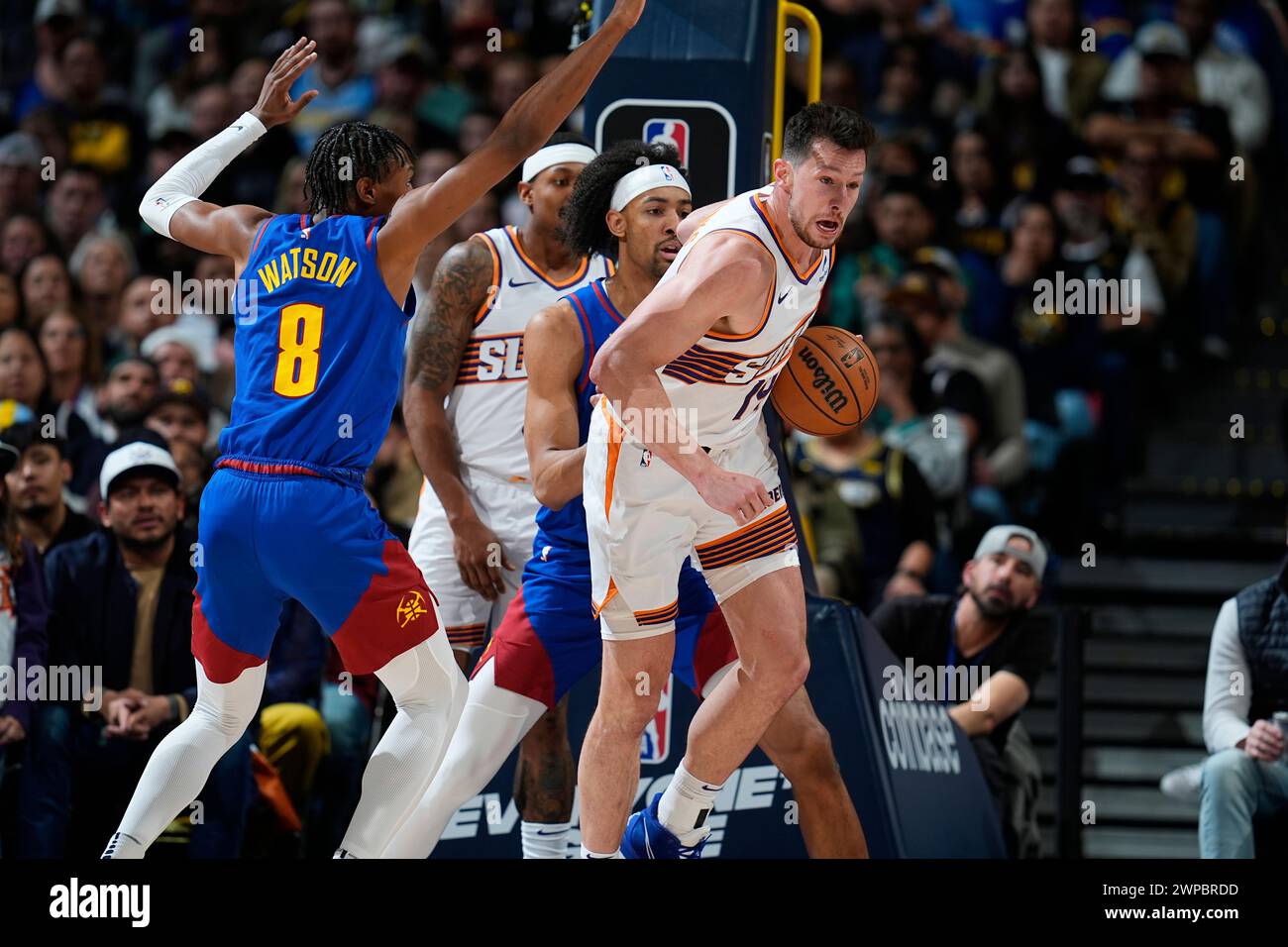 Phoenix Suns Forward Drew Eubanks 14 Collects A Loose Ball As Denver