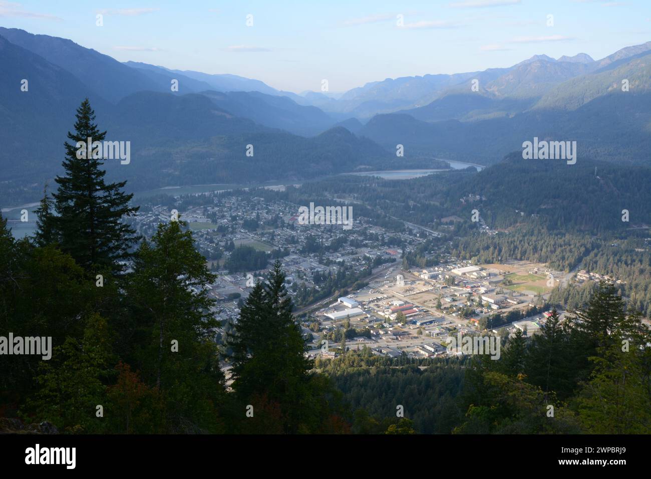The view of the town of Hope, and the Fraser River Canyon and valley ...