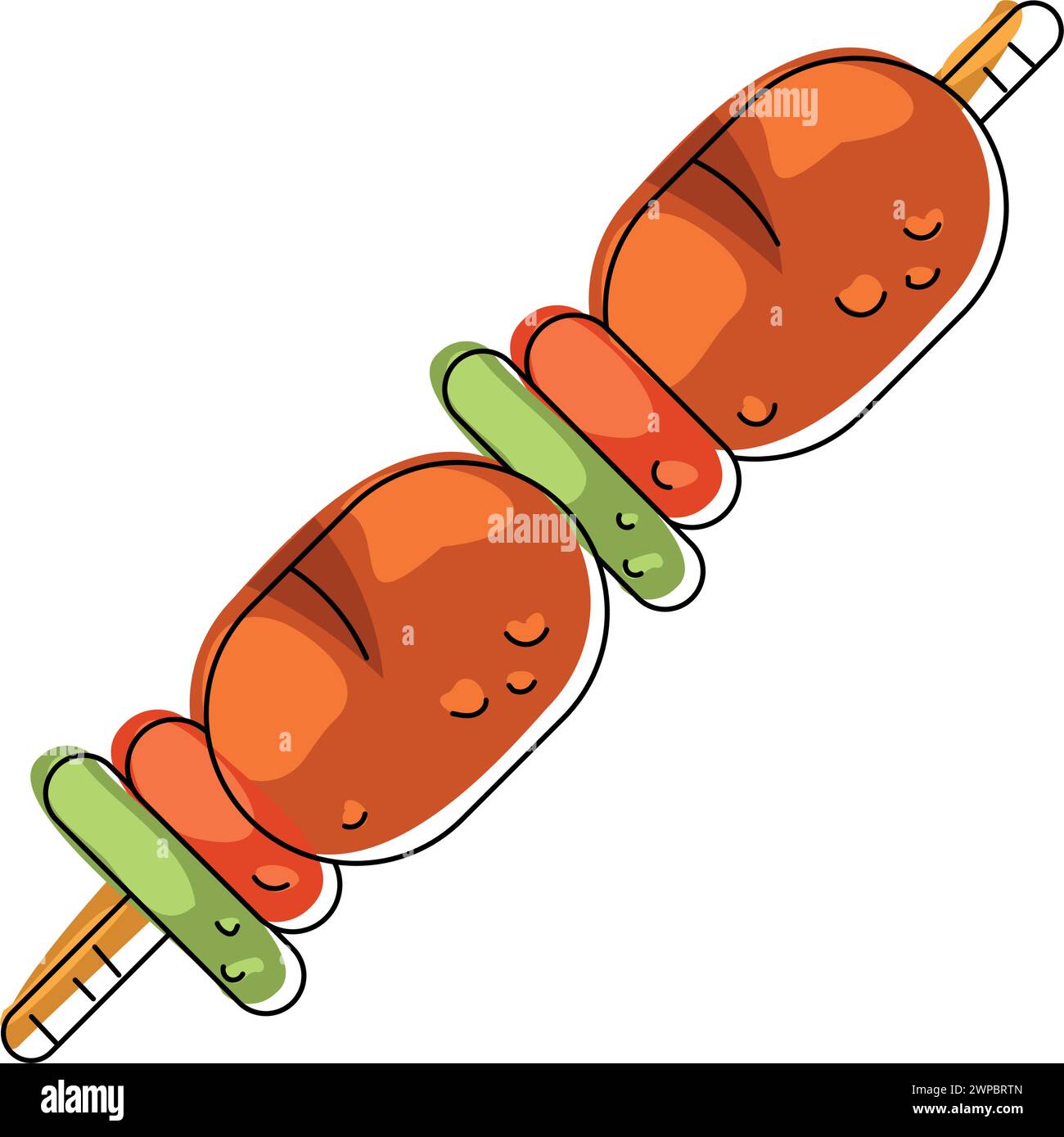 Meat skewer Fast food icon sketch Vector Stock Vector Image & Art - Alamy