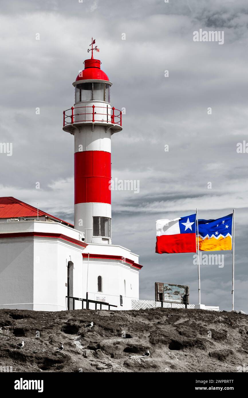 Magdalena Island Lighthouse, Magellan Strait, Magallanes Region, Chile ...