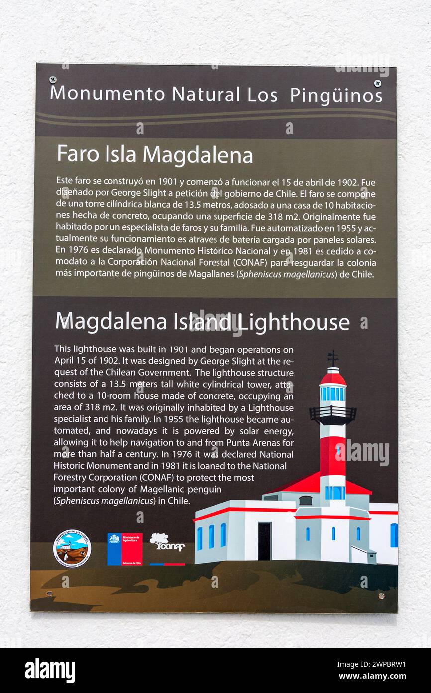 Magdalena Island Lighthouse, Magellan Strait, Magallanes Region, Chile ...