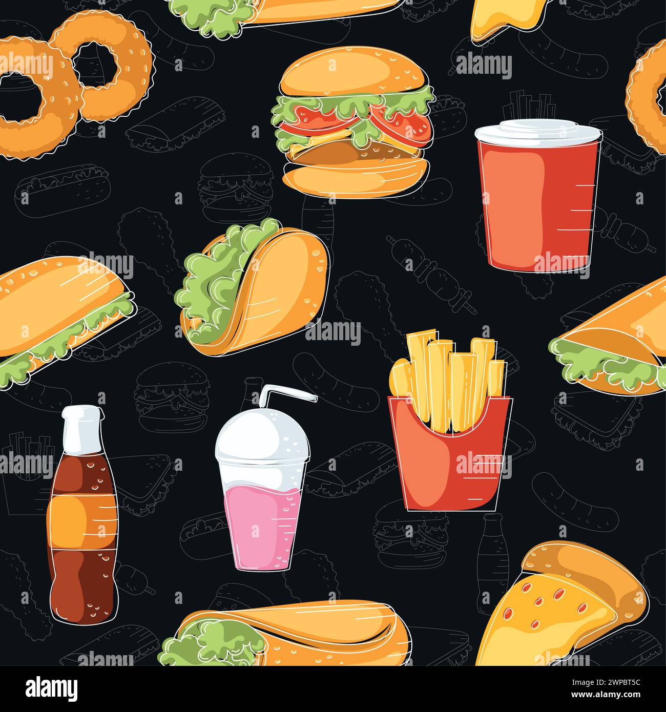 Fast food icon pattern Restaurant wallpaper Vector Stock Vector Image ...