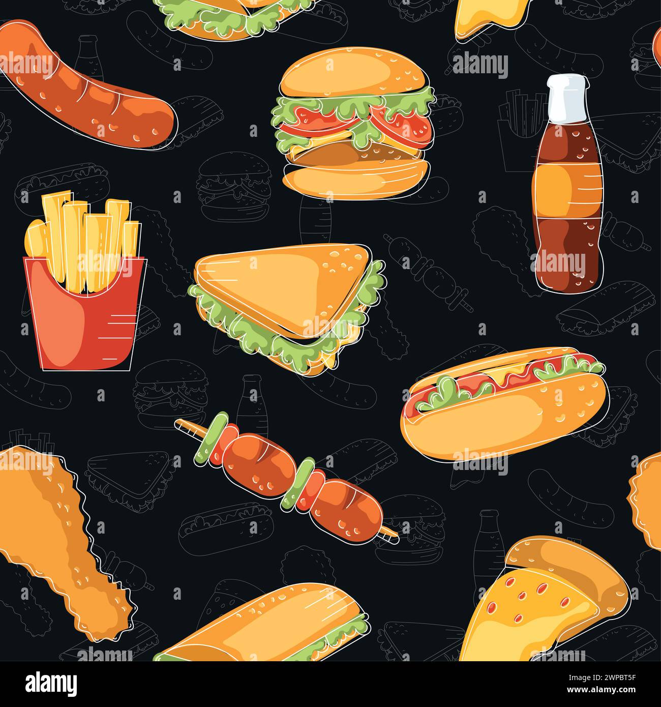 Fast food icon pattern Restaurant wallpaper Vector Stock Vector Image ...