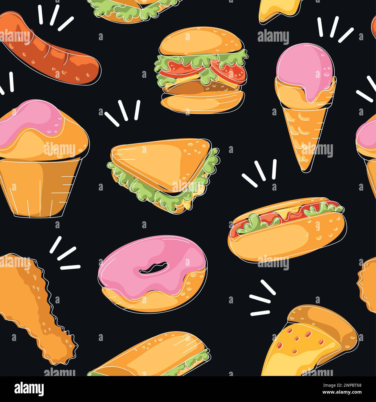 Fast food icon pattern Restaurant wallpaper Vector Stock Vector Image ...