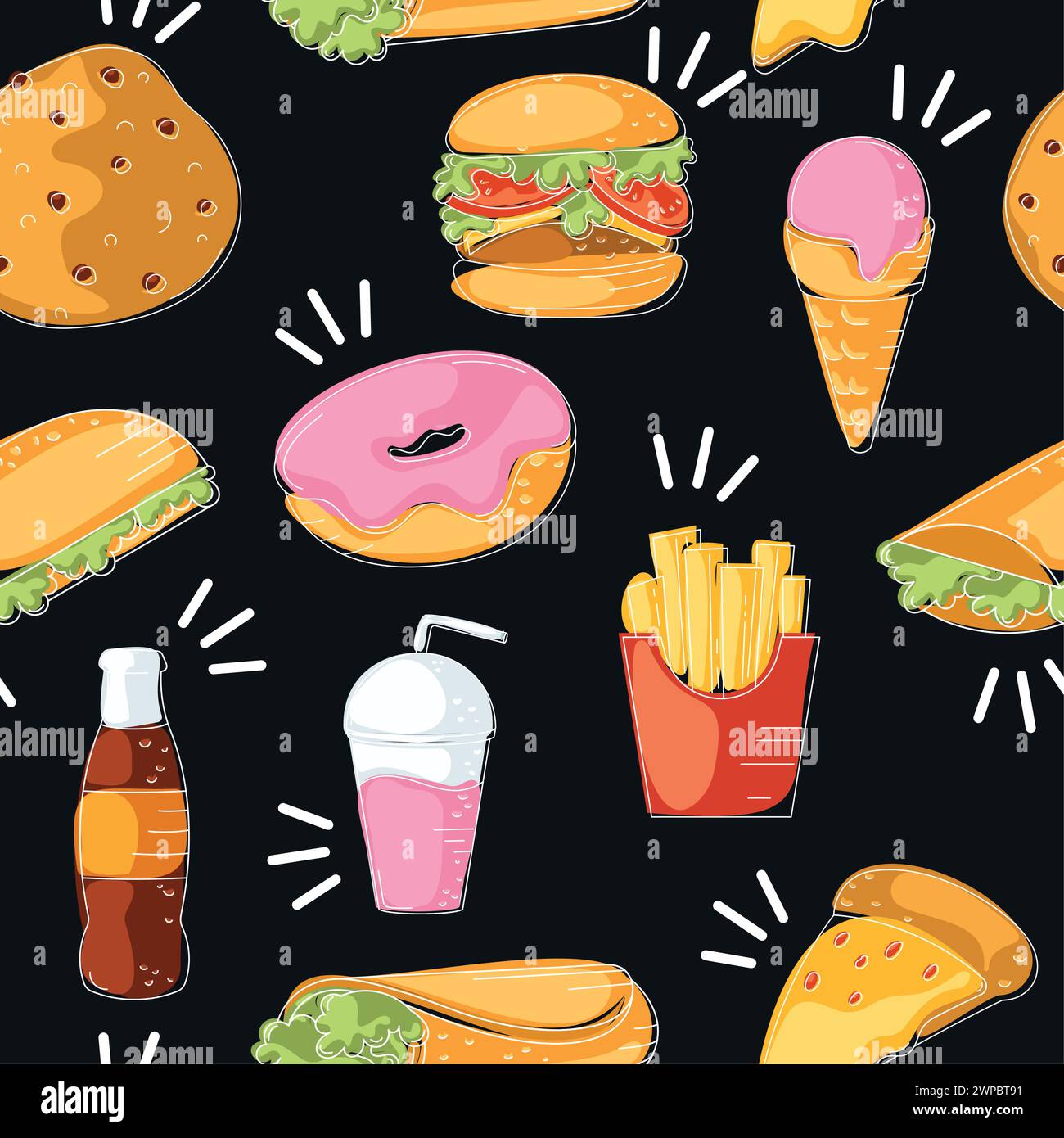 Fast food icon pattern Restaurant wallpaper Vector Stock Vector Image ...