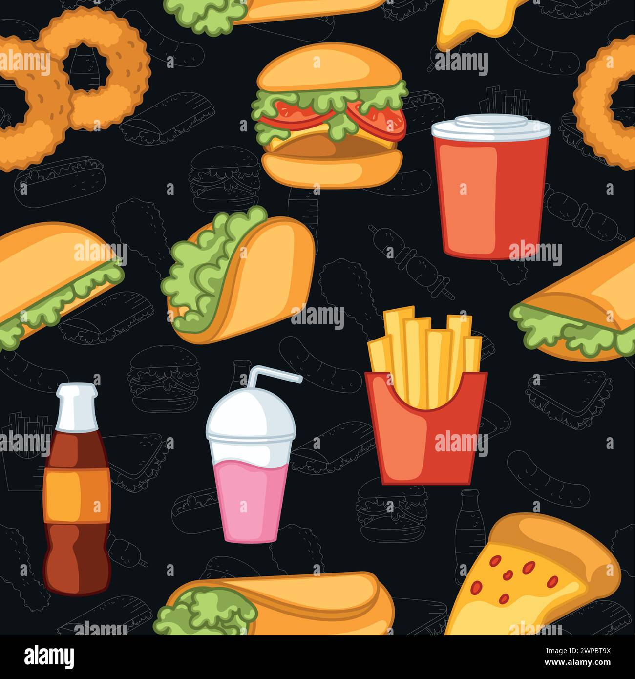 Fast food icon pattern Restaurant wallpaper Vector Stock Vector Image ...