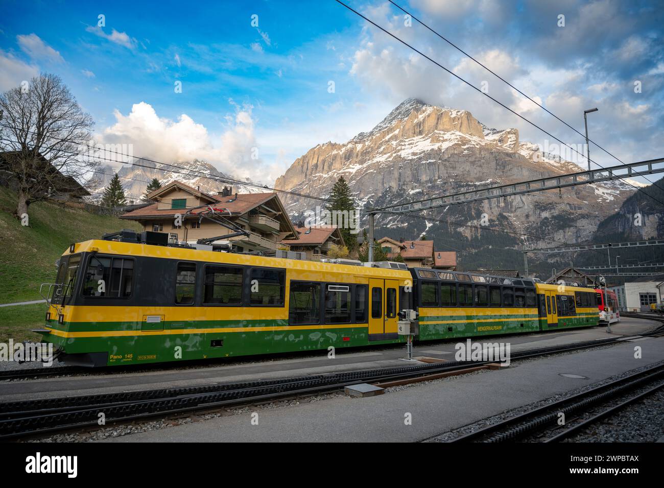 GRINDELWALD, SWITZERLAND - Apr 13, 2022 : View of Grindelwald train ...