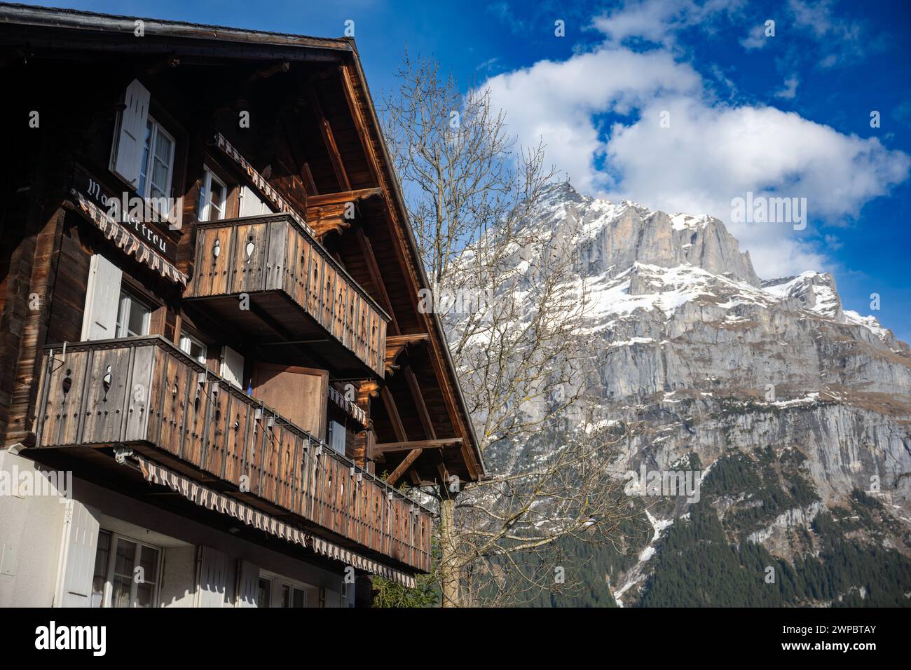 GRINDELWALD, SWITZERLAND - Apr 13, 2022 : View of Grindelwald train ...