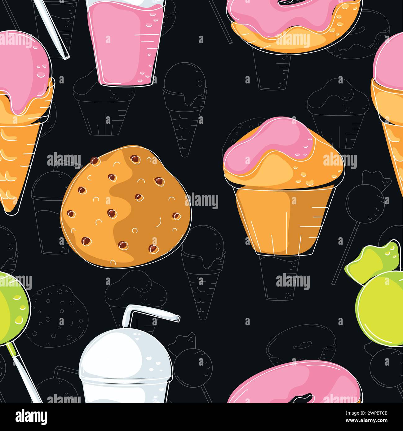 Fast food icon pattern Restaurant wallpaper Vector Stock Vector Image ...