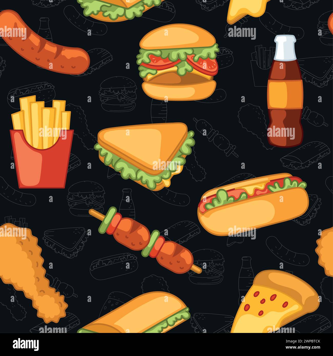 Fast food icon pattern Restaurant wallpaper Vector Stock Vector Image ...