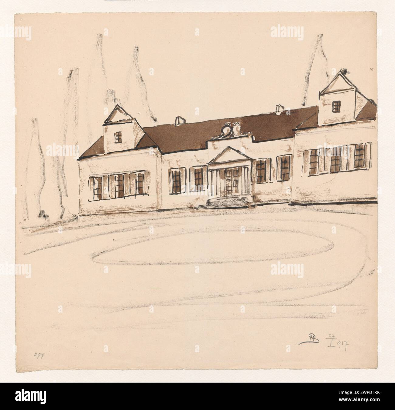 Rural court with a porch on columns; Noakowski, Stanis AW (1867-1928 ...
