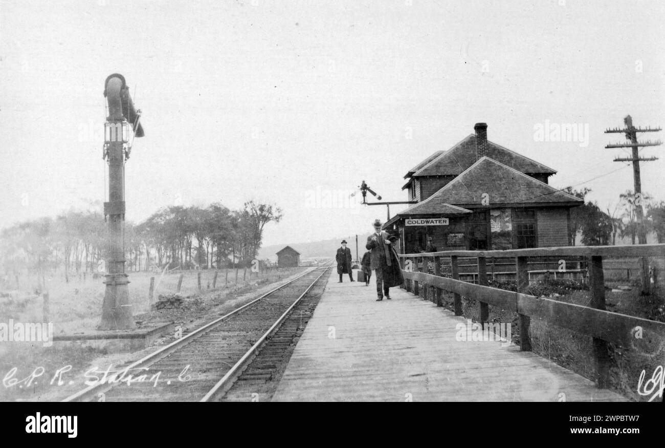 Vintage Historical Photograph. Canadian Pacific Railway station at ...