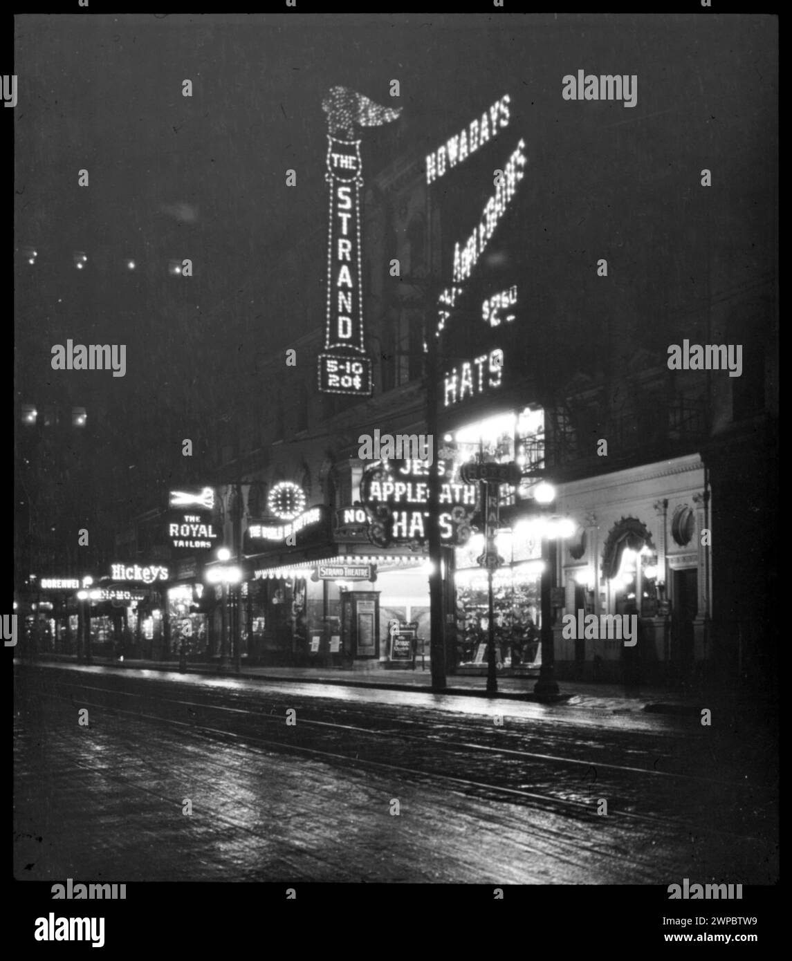 Vintage Historical Photograph. View of the Strand at night, on Yonge ...
