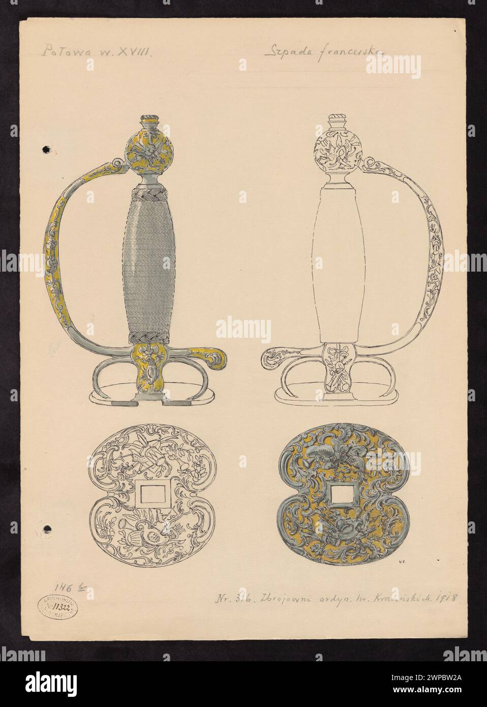 French 18th-century sword from the Krasian collection in Warsaw, shown ...