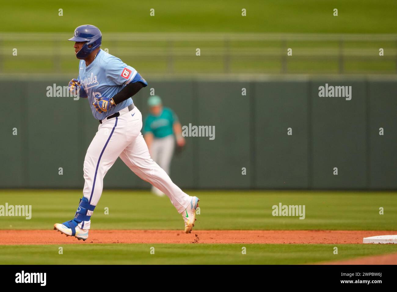 Kansas City Royals' Salvador Perez rounds the bases after hitting a ...