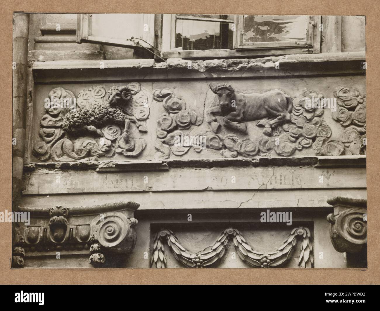 Fragment of the facade decoration of the 'Four Seasons' tenement at 23 ...